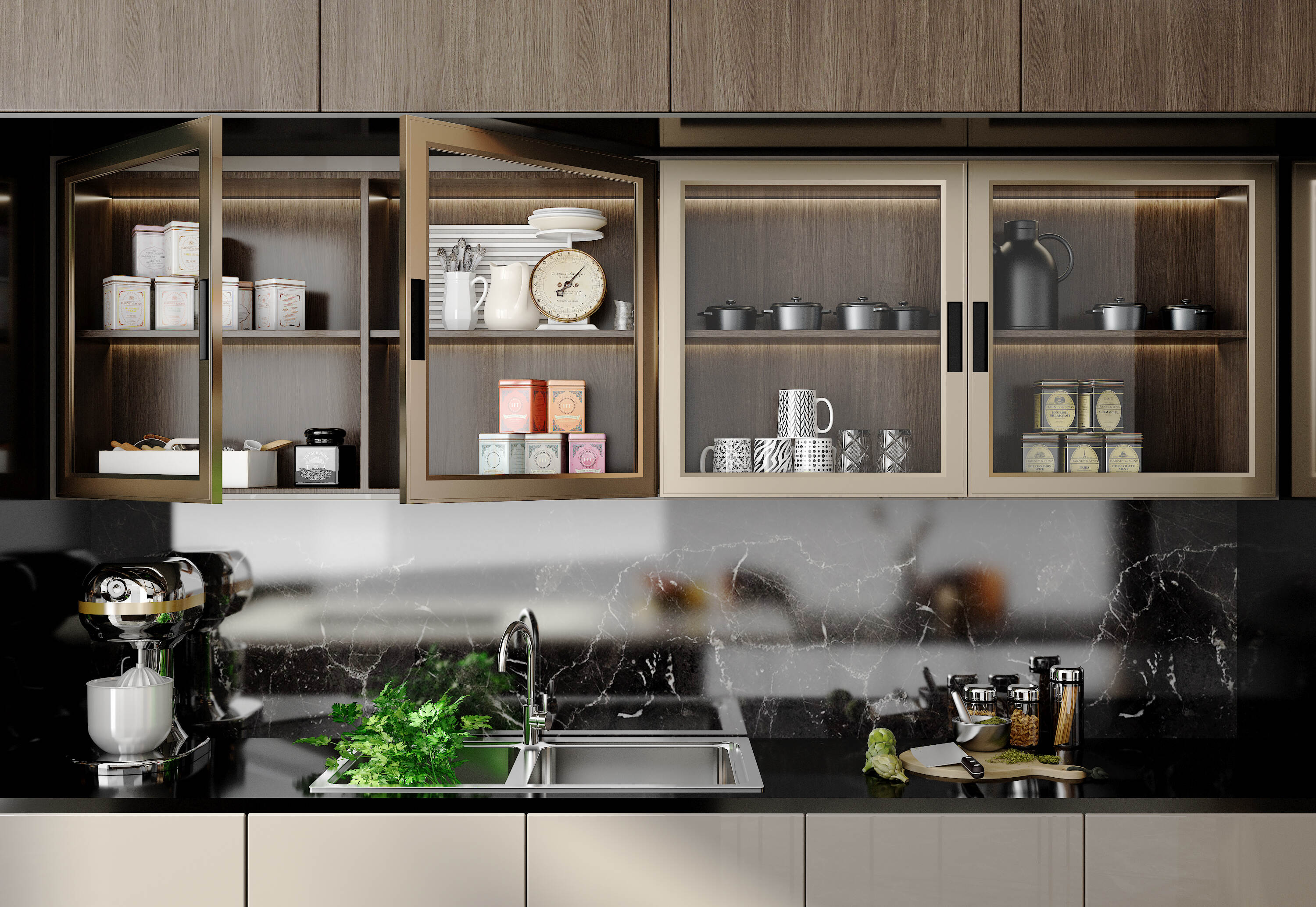 Italy style wide side cabinet door profiles anodized aluminum frame ...