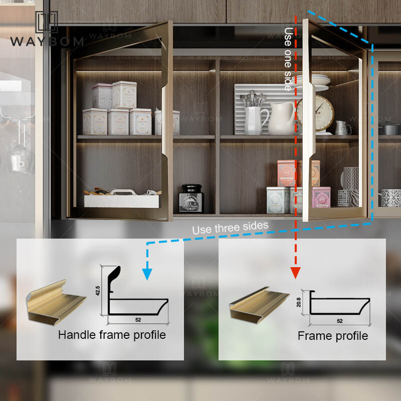 Italy Style wide side cabinet door profiles anodized aluminum frame ...