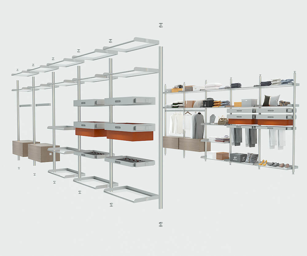 Bedroom Metal Wardrobe Pole System Closet System Combination Black ...