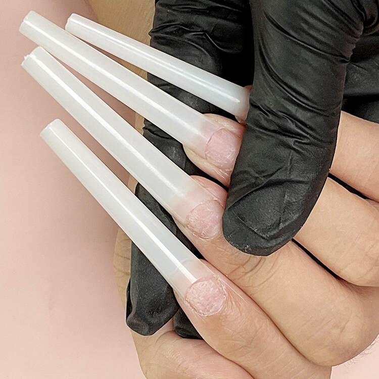 Custom Logo 500cs Tapered Clear Xxl Long No C Curve Coffin Nail Tips