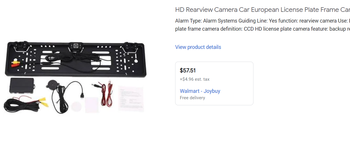Vehicle European License Plate Frame Backup Camera 12 LED Rear View ...