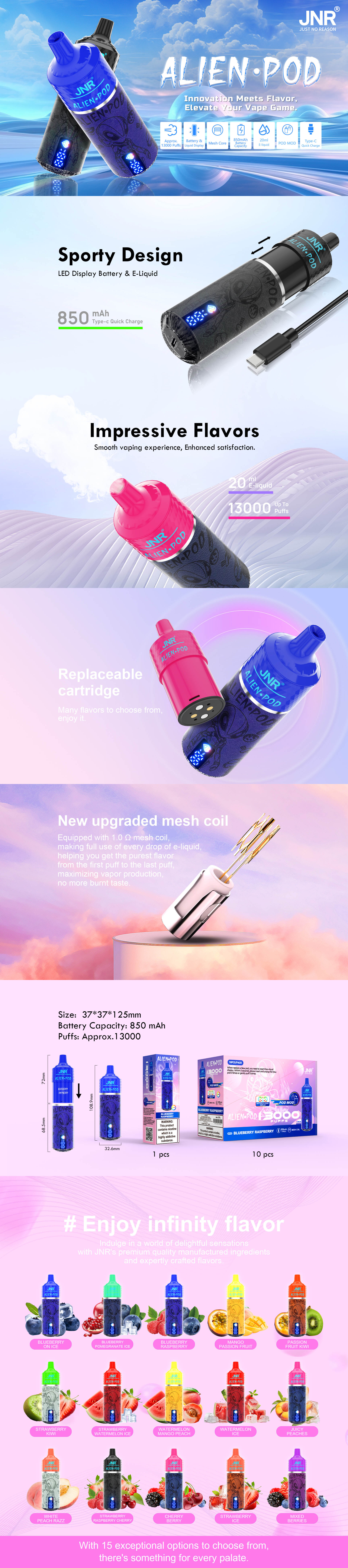 JNR® ALIEN·POD Disposable Vape - Approx. 25000Puffs