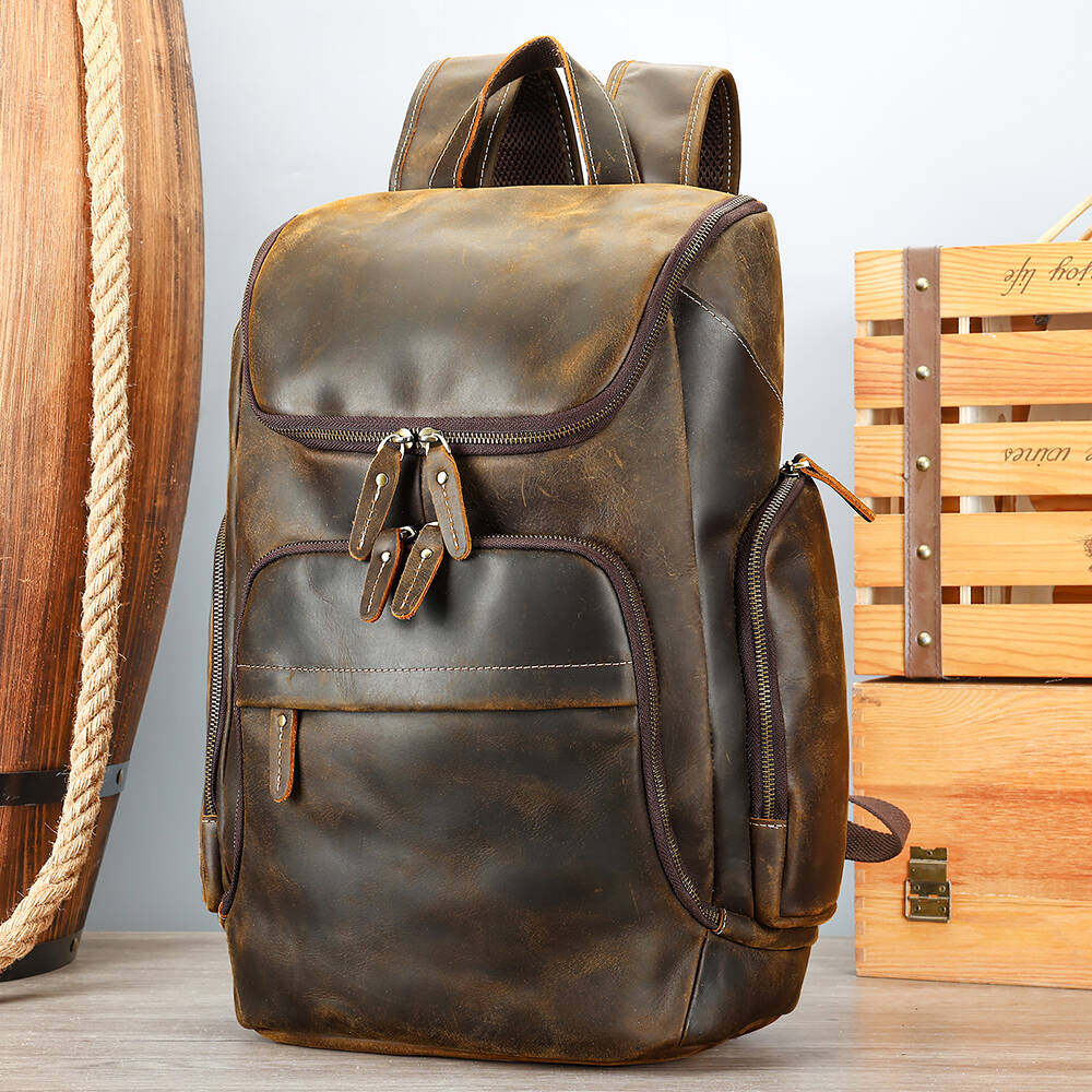 NIUCUNZH OEM ODM Crazy Horse Genuine Leather Backpack Men Outdoor ...