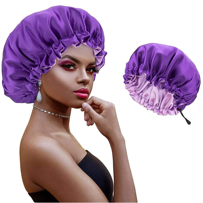Satin/silk Bonnet For Curly Hair Sleeping & Hair Protection, Adjustable ...