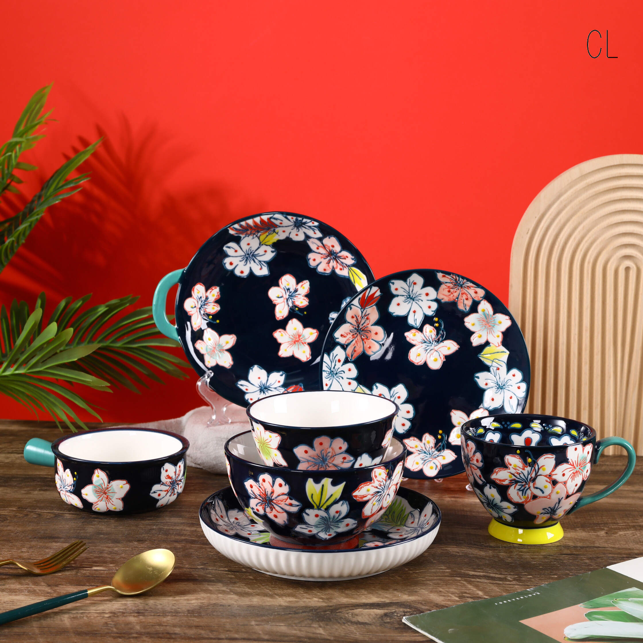 Vintage Colorful Hand Painted Dinner Plate Sets dinnerware Factory ...