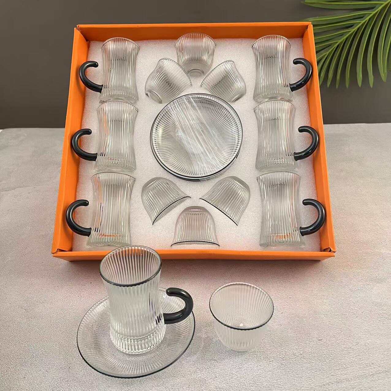 Turkish Tea Glass Set Big Size Slim Waist Design with Thick Base ...