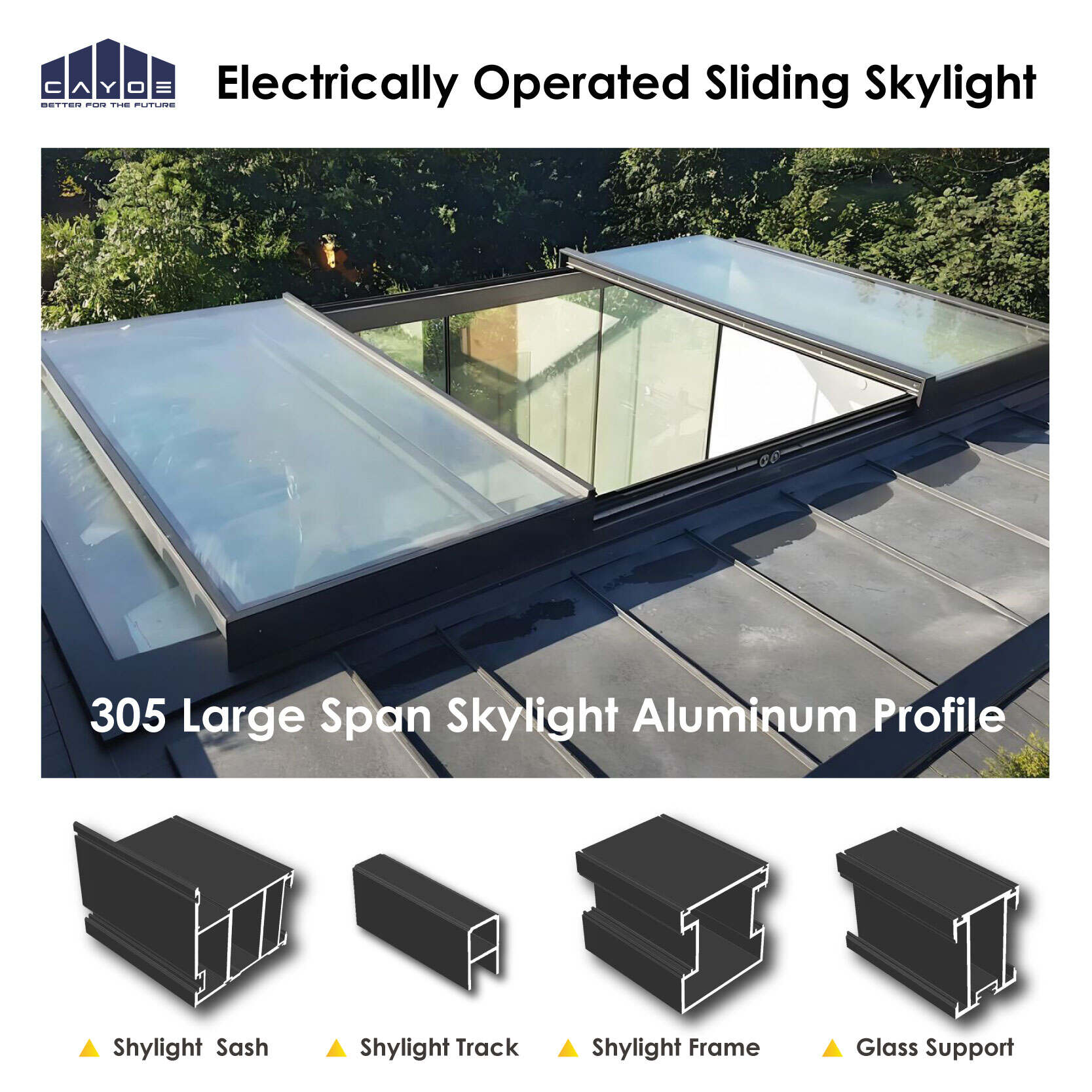305 Series Sliding Skylight Supplier | OEM Aluminum Skylight ...