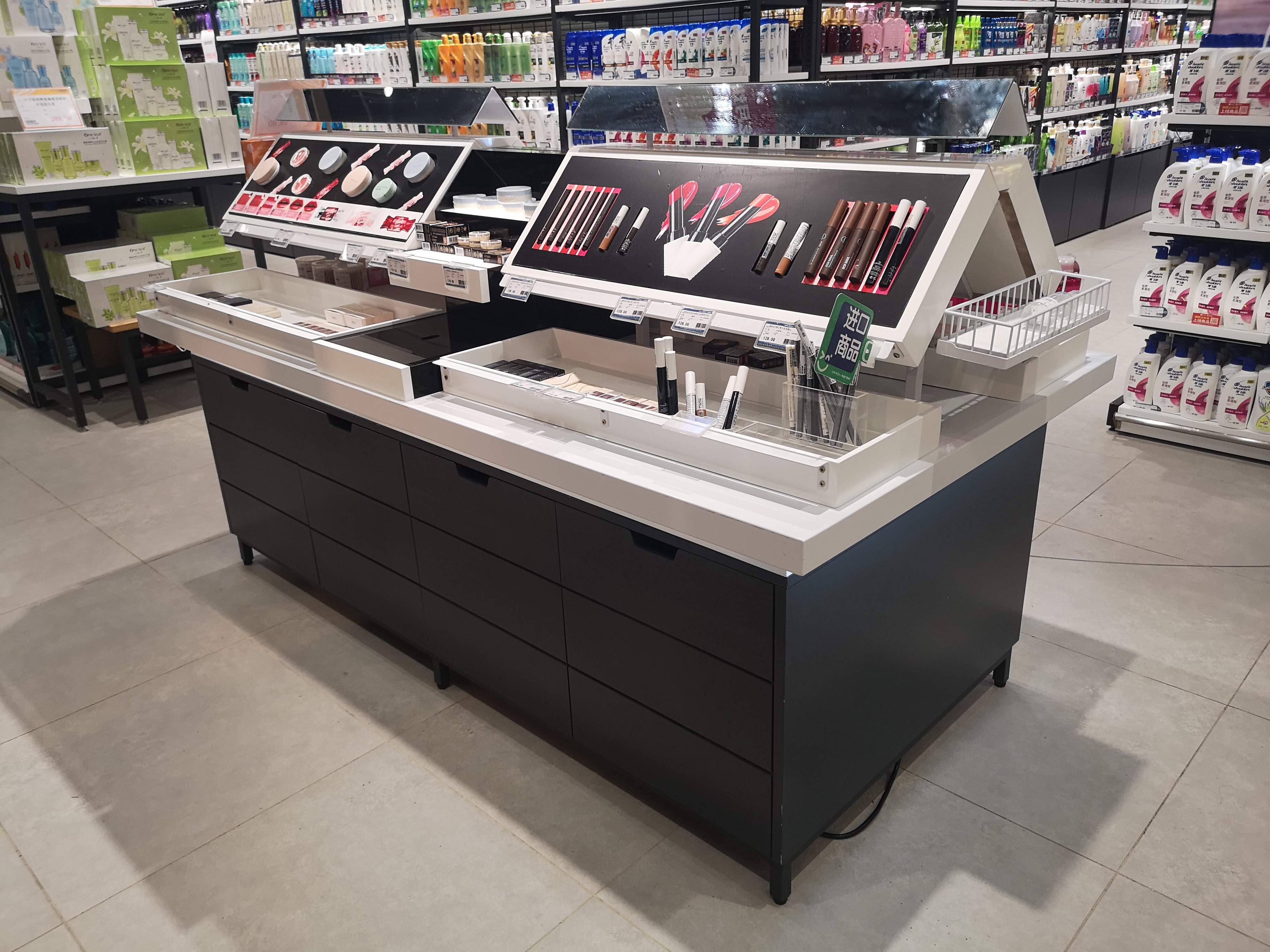 ODM China customized cosmetics display counter_ Supermarket Wooden ...