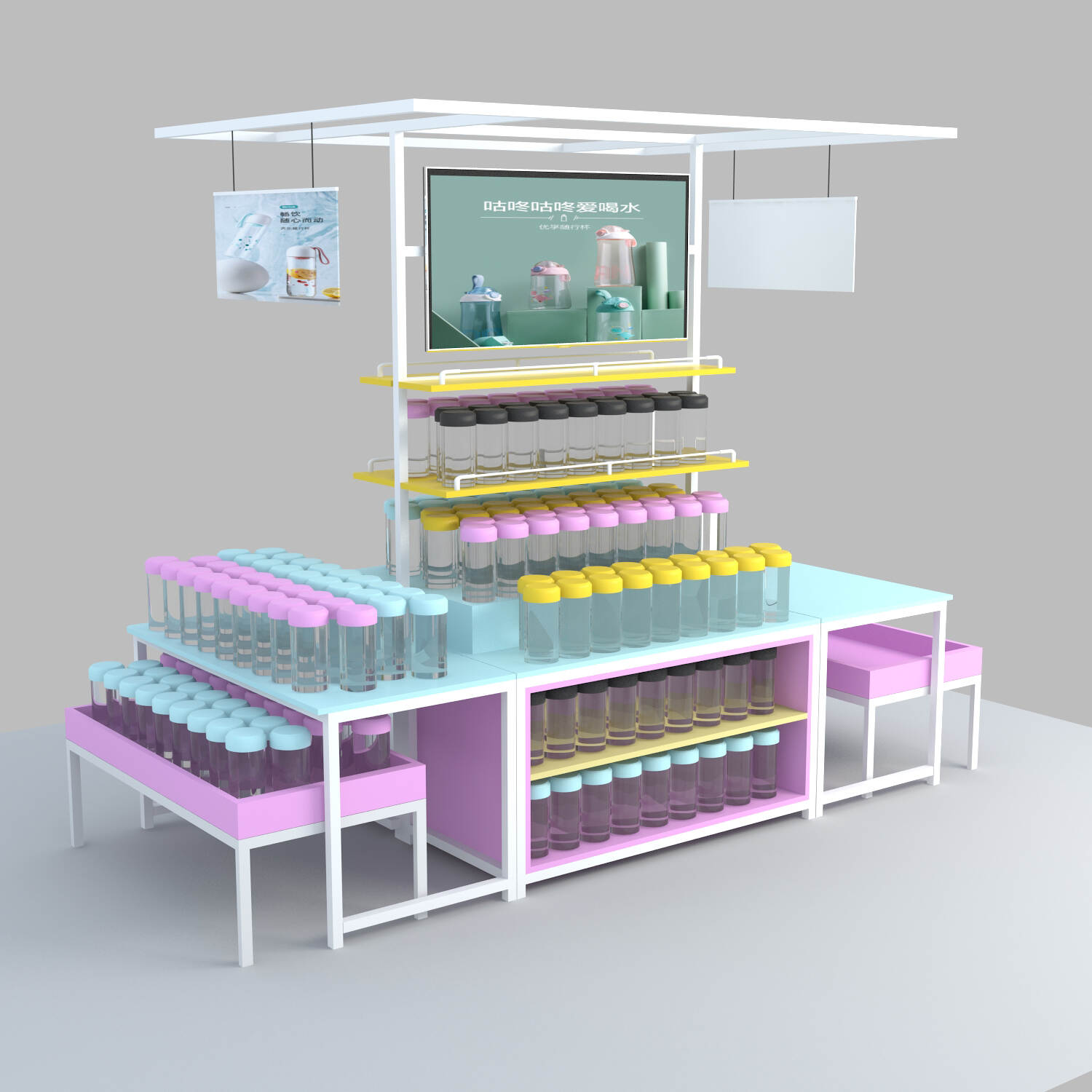 Wooden Display Cart With Wheels