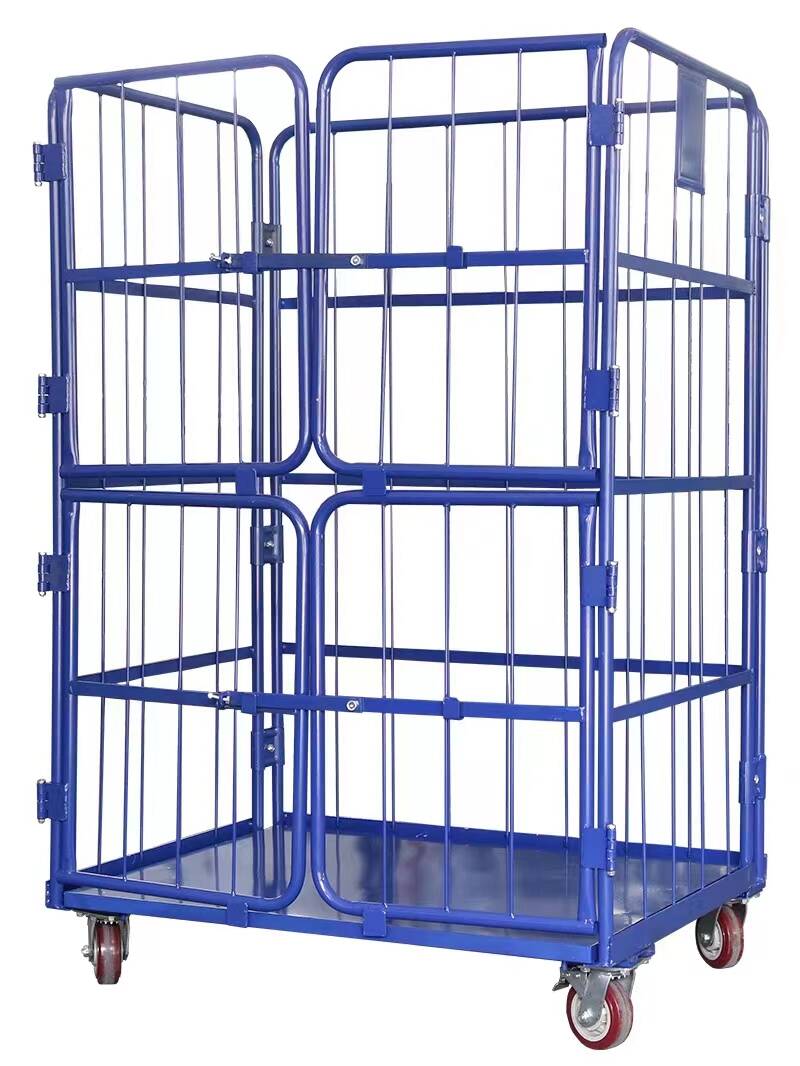 Custom warehouse folding logistics roller container storage cage trolley
