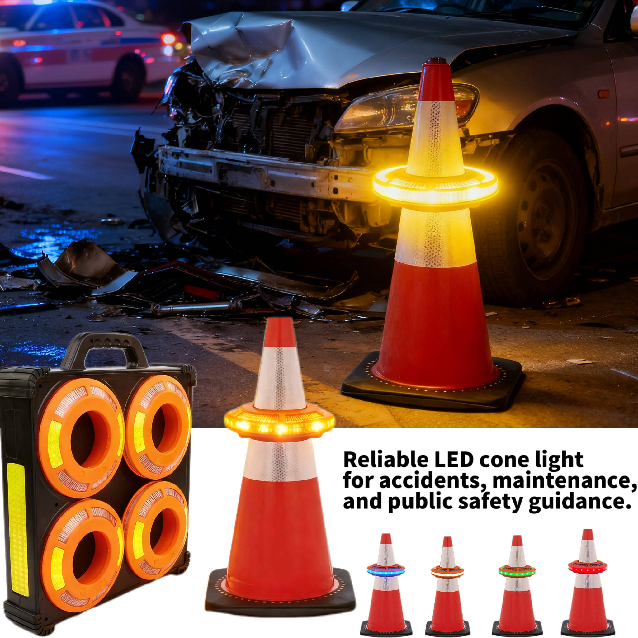 Professional LED Warning Lights for Winter Roadside Safety
