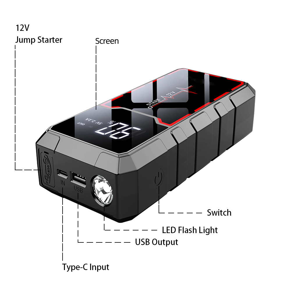 High Power Car Jump Starter 12V Portabl Batteri Starter