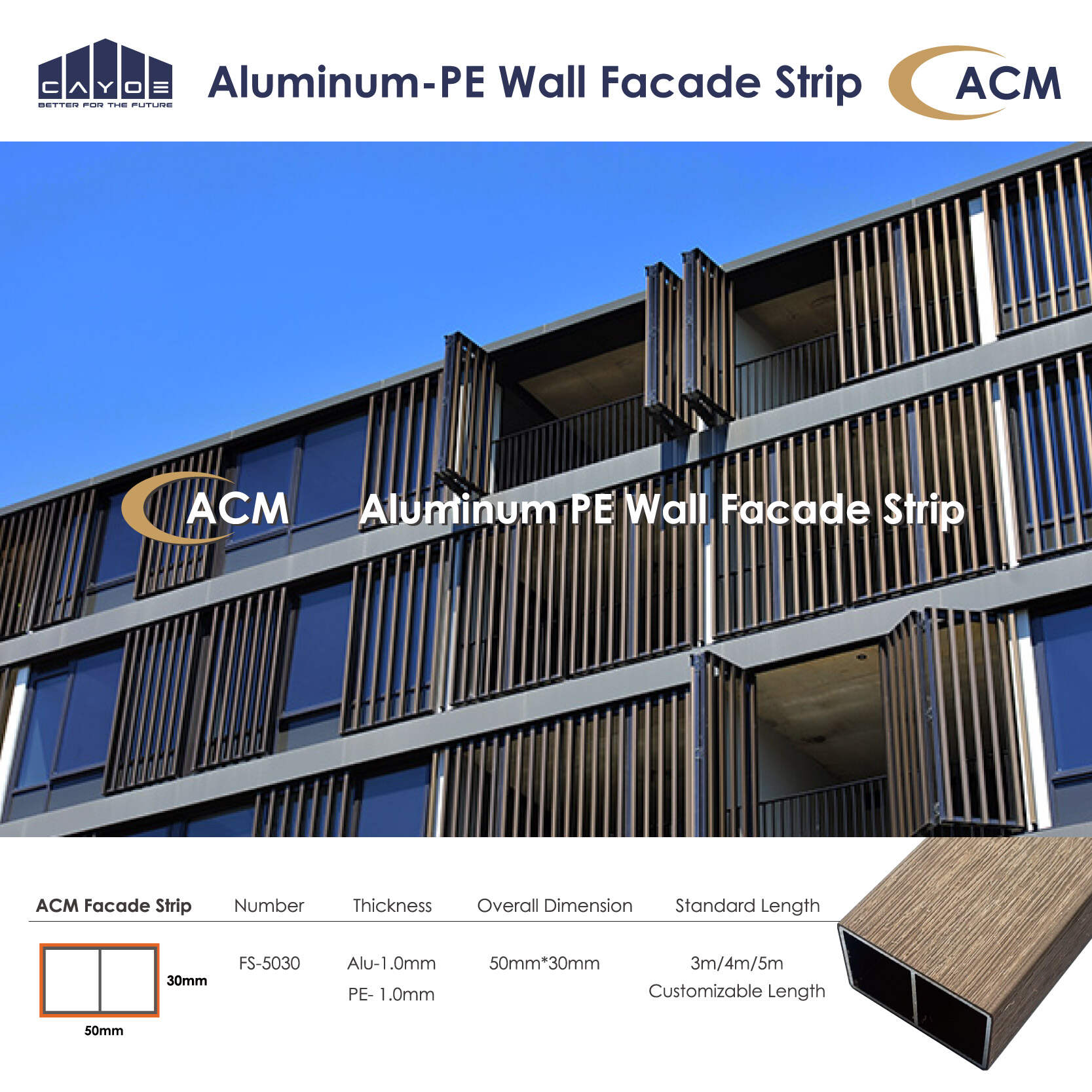 Aluminum PE Wall Facade Strip（30X50）