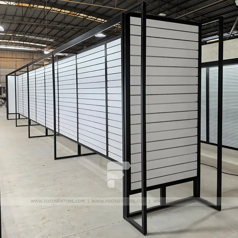 Black Frame Glass Partition Display Rack