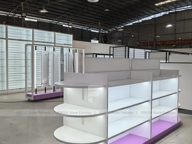 White and Lavender Glass Checkout Counter Island