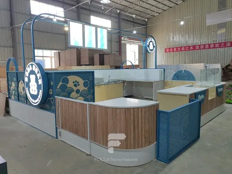 Blue Wood Beverage Service Island Counter