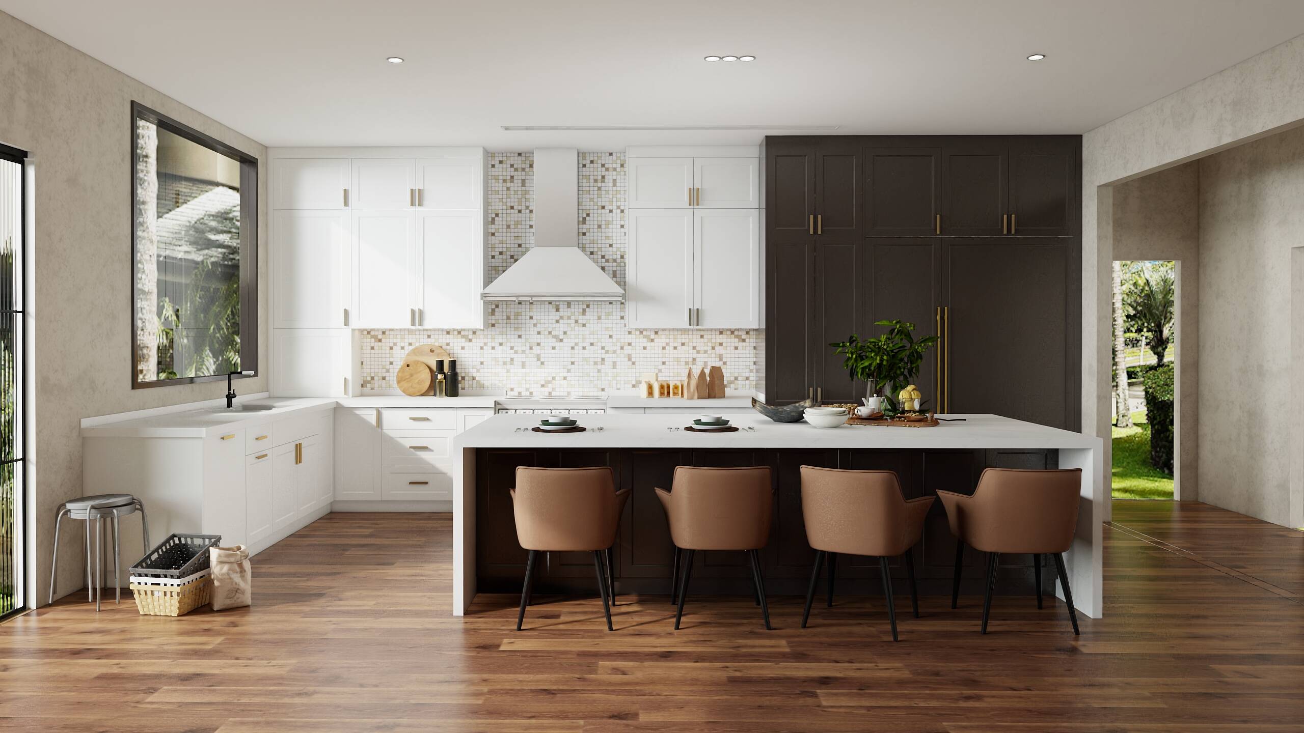 Modern Dark Grey Lacquer L Shape Kitchen Cabinet