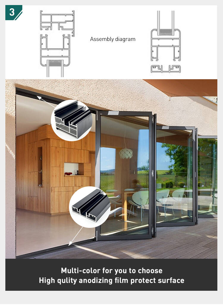 75 Aluminum heavy duty be fold door frame Villa sliding folding shutter ...