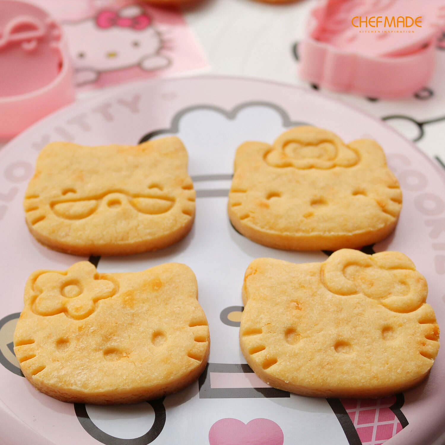 Hello Kitty Cookie Cutter Mold With Stamps 4Pcs