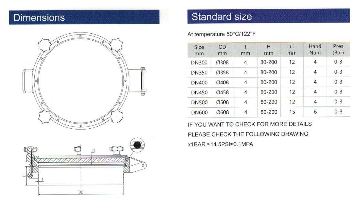 Sanitary Outward Pressure Full Sight Manway Manhole