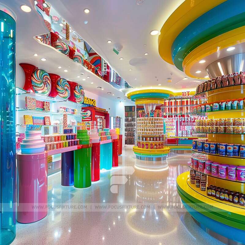 Wooden Chocolate Display Rack Sweets Display Candy Shop Design